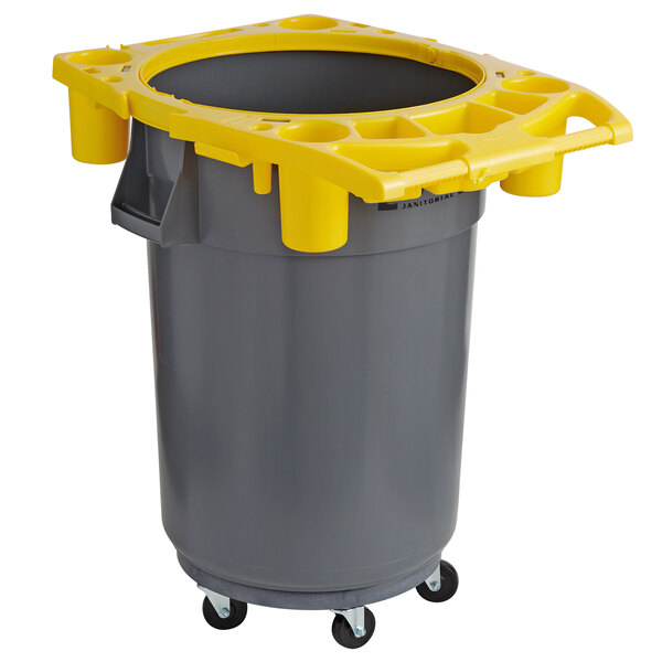 Lavex Janitorial 44 Gallon Gray Round Commercial Trash Can Kit with ...