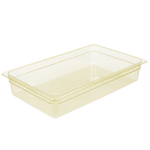 Cambro 14HP150 H-Pan™ Full Size Amber High Heat Plastic Food Pan - 4" Deep