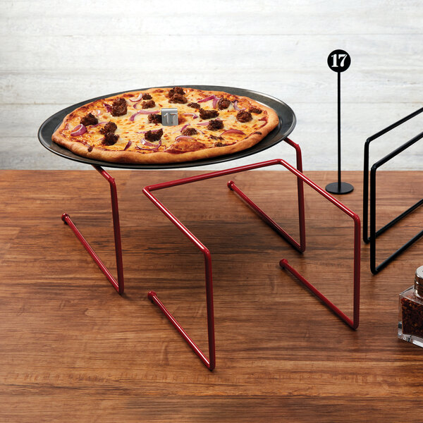 American Metalcraft RSR307 12" x 12" x 7" Red Rubberized Pizza Stand