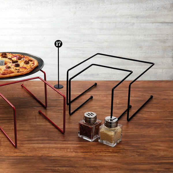 American Metalcraft RSB307 12" x 12" x 7" Black Rubberized Pizza Stand