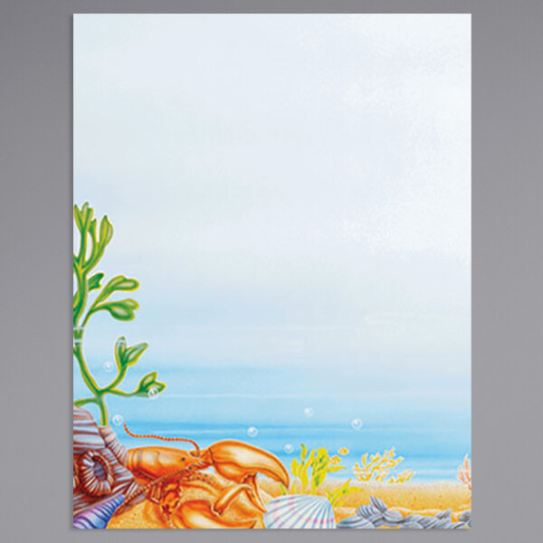Choice 8 1/2" x 11" Menu Paper - Seafood Themed Ocean Design Left ...