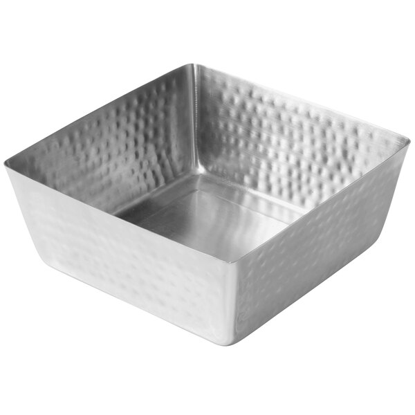 American Metalcraft SSQH94 146 oz. Hammered Stainless Steel Square Bowl