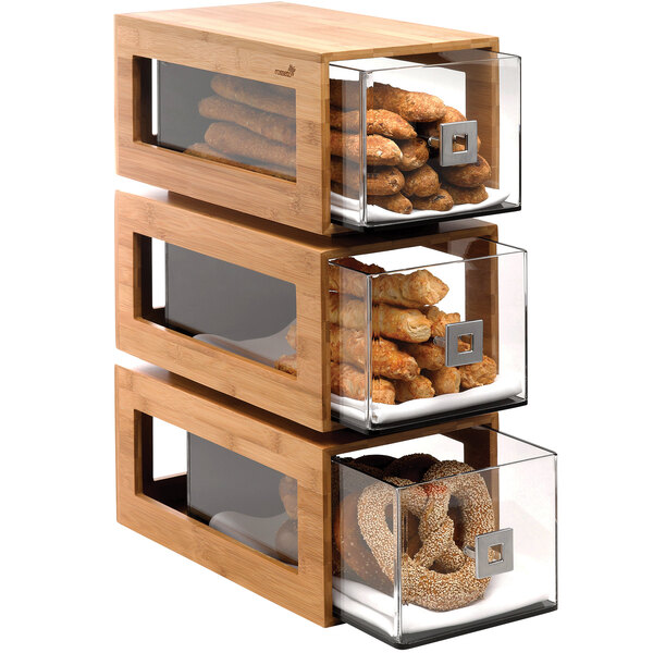 Rosseto BD104 3-Tier Natural Bamboo Bakery Pastry Display with Acrylic ...