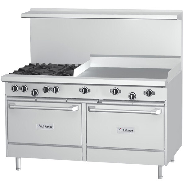 U.S. Range U48-2G36RS Natural Gas 2 Burner 48" Range with 36" Manual ...