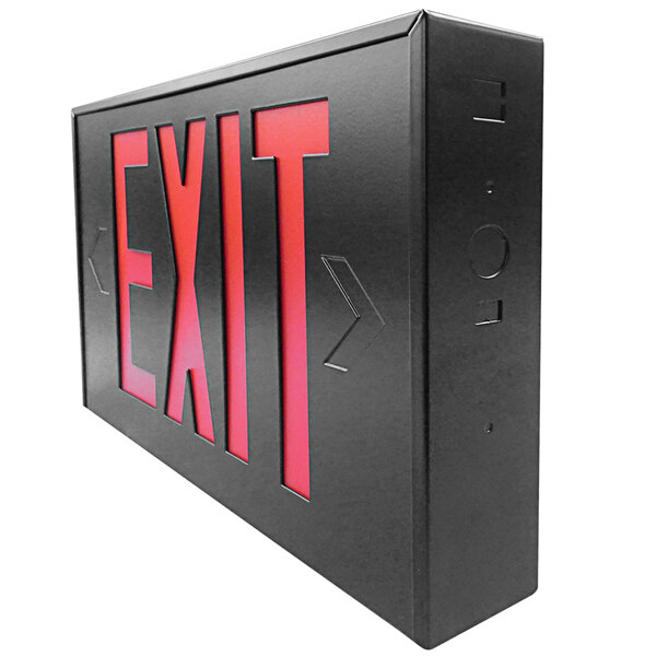 CLS 02-XSRB-B Double Face Black Steel LED Exit Sign with Red Lettering ...