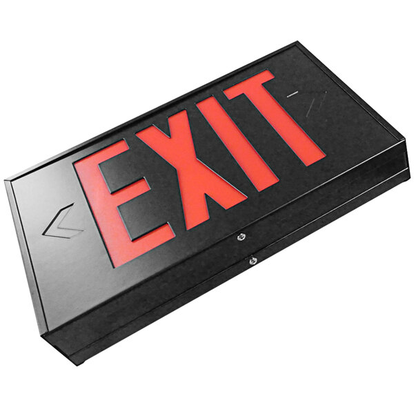 CLS 02-XSRB-B Double Face Black Steel LED Exit Sign with Red Lettering ...