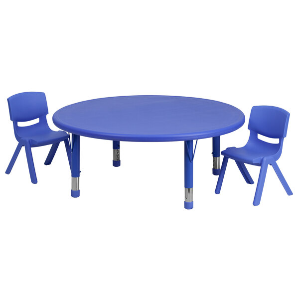 Flash Furniture YU-YCX-0053-2-ROUND-TBL-BLUE-R-GG 45" Blue Plastic ...