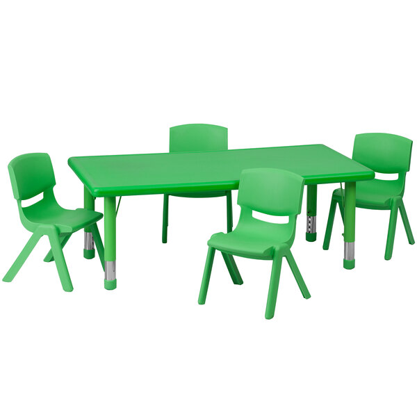 Flash Furniture YU-YCX-0013-2-RECT-TBL-GREEN-R-GG 24" x 48" Green ...