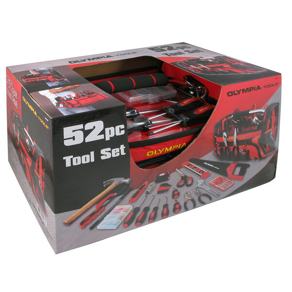 Olympia Tools 90-447 52 Piece Tool Set with Red Bag