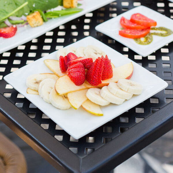 Acopa 6" Bright White Square Porcelain Plate - 36/Case