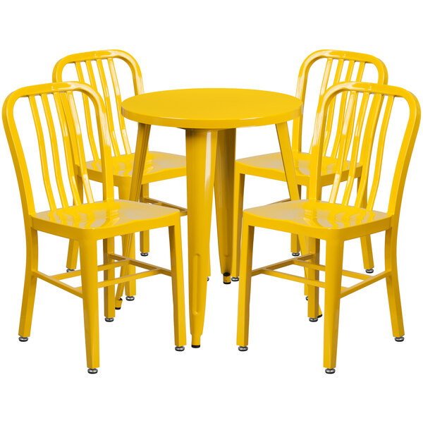 Flash Furniture CH-51080TH-4-18VRT-YL-GG 24" Round Yellow Metal Indoor ...