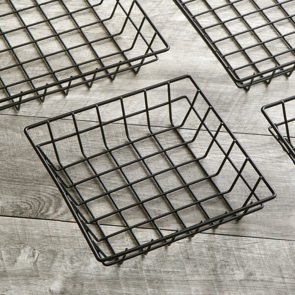 American Metalcraft 8" Black Square Wire Basket