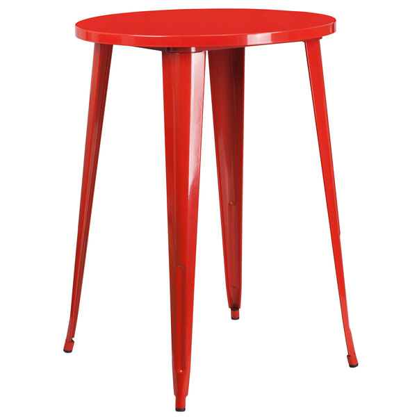 Flash Furniture CH-51090BH-4-30CAFE-RED-GG 30" Round Red Metal Indoor ...