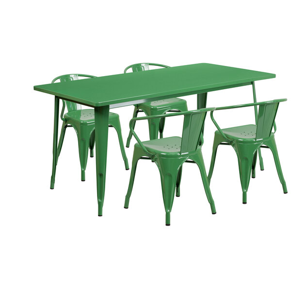 Flash Furniture ET-CT005-4-70-GN-GG 31 1/2" x 63" Rectangular Green ...