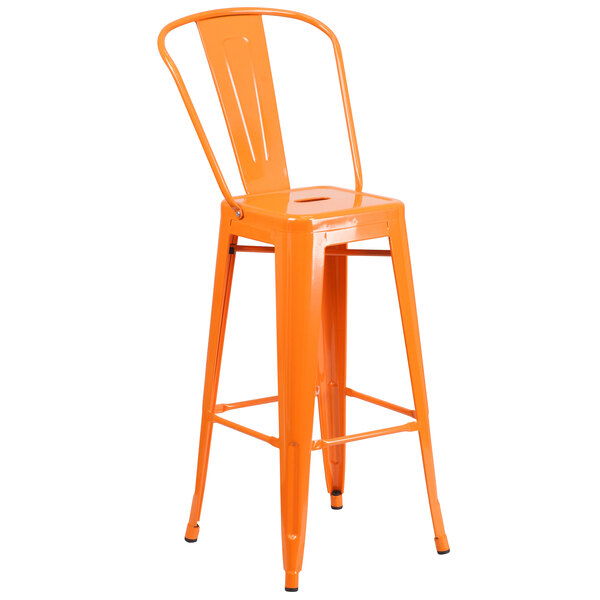 Flash Furniture CH-51090BH-4-30CAFE-OR-GG 30" Round Orange Metal Indoor ...