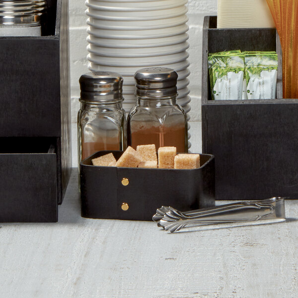 American Metalcraft PWBS4 4" x 3 5/8" Black Poplar Wood Sugar Caddy