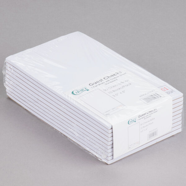 Choice 1 Part White Blank Guest Check with Carbon Sheet - 100/Case
