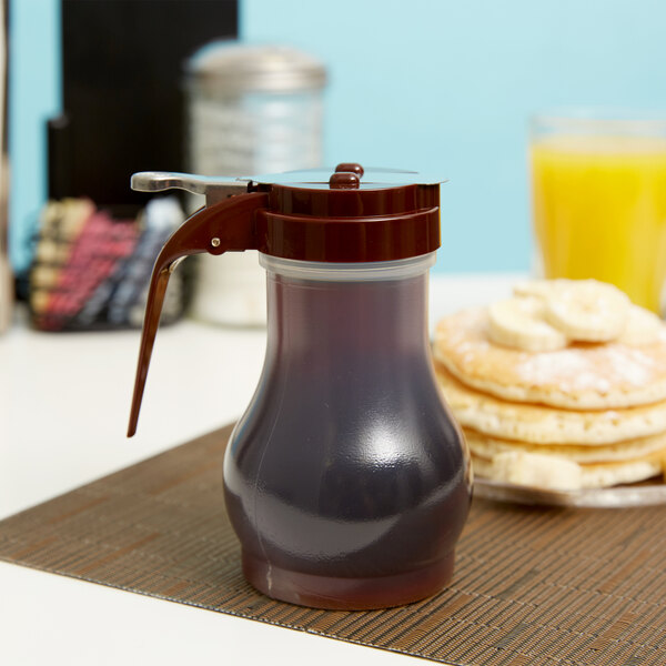 Tablecraft PP410B 10 oz. Polypropylene Teardrop Syrup Dispenser with ...