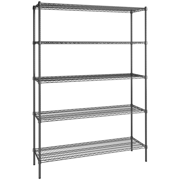 Regency 18 X 60 NSF Black Epoxy 5 Shelf Kit With 86 Posts regency-18-x-60-nsf-black-epoxy-5-shelf-kit-with-86-posts