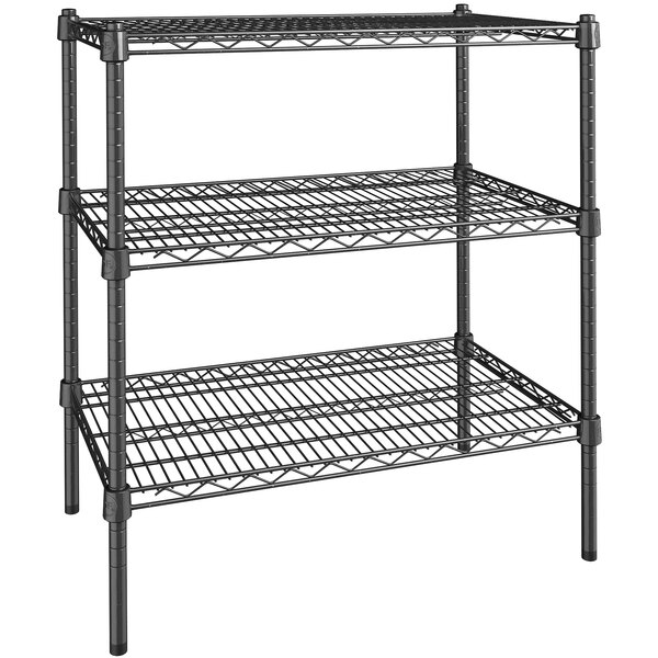 Regency 18" x 30" NSF Black Epoxy 3-Shelf Kit with 34" Posts