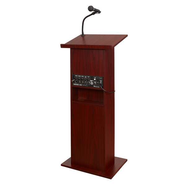 Oklahoma Sound M111PLS-MY/LWM-6 Mahogany Power Plus Lectern with Sound ...