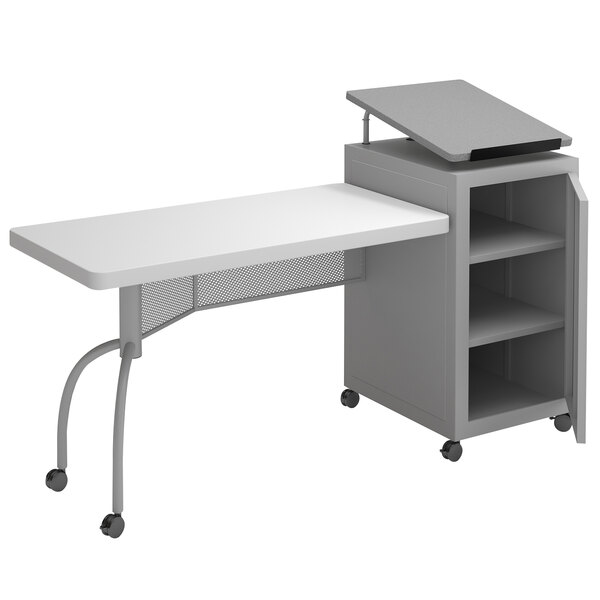 Oklahoma Sound EDPD Edupod Gray Hammertone Mobile Teacher's Desk and ...