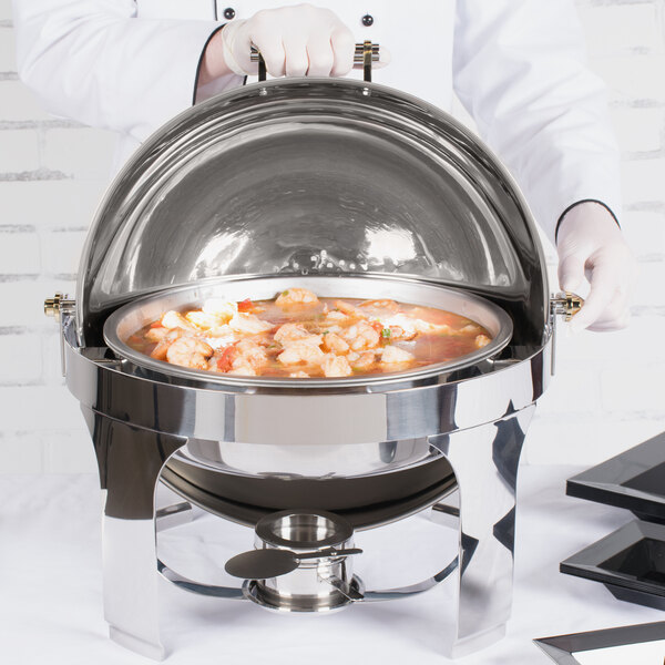 Vollrath 46070 6 Qt. New York, New York Roll Top Round Chafer with ...