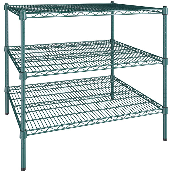 Regency 30" x 36" NSF Green Epoxy 3-Shelf Kit with 34" Posts