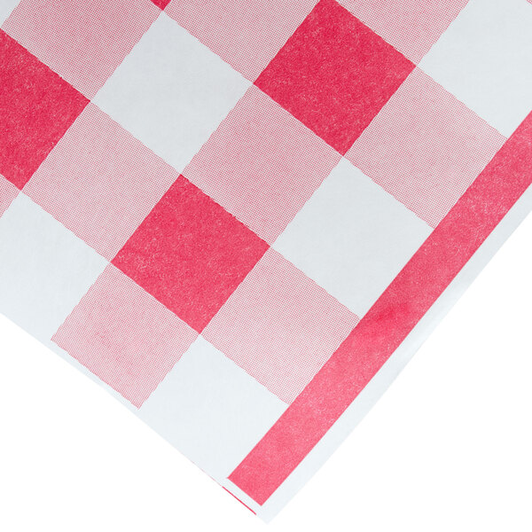 40" x 300' Paper Table Cover with Red Gingham Pattern