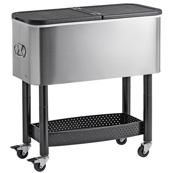 Choice 65 Qt. Stainless Steel Beverage Cooler Cart - 31 1/8" x 15 3/8 ...