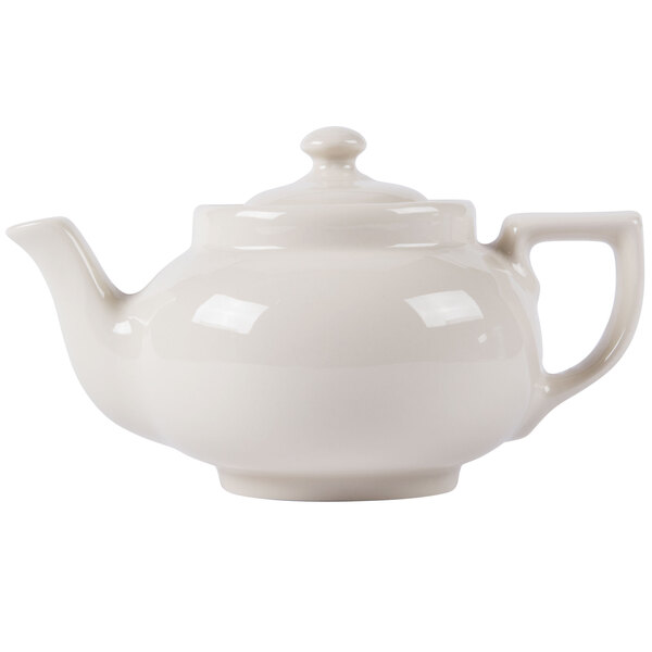 Hall China 220AWHA Ivory (American White) 16 oz. Boston Teapot - 12/Case