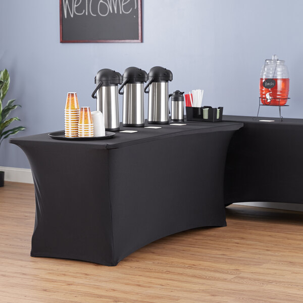 Snap Drape BS630014 Budget Stretch 72" x 30" Black Spandex Table Cover