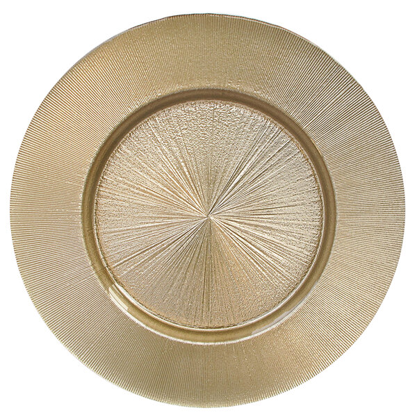 Charge It by Jay 13" Round Fusion Gold Glass Charger Plate - 12/Pack