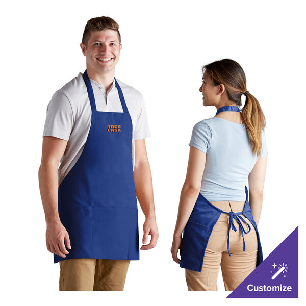 Choice Royal Blue Customizable Poly-Cotton Front of House Bib Apron ...