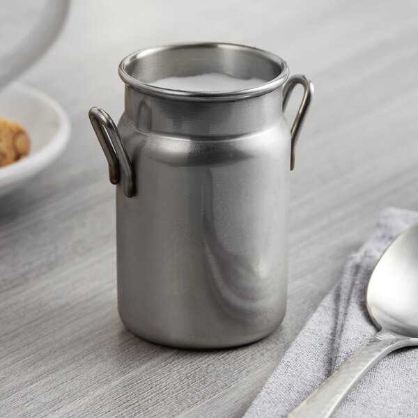 Vollrath 59764 4.9 oz. Mini Milk Can Stainless Steel Creamer