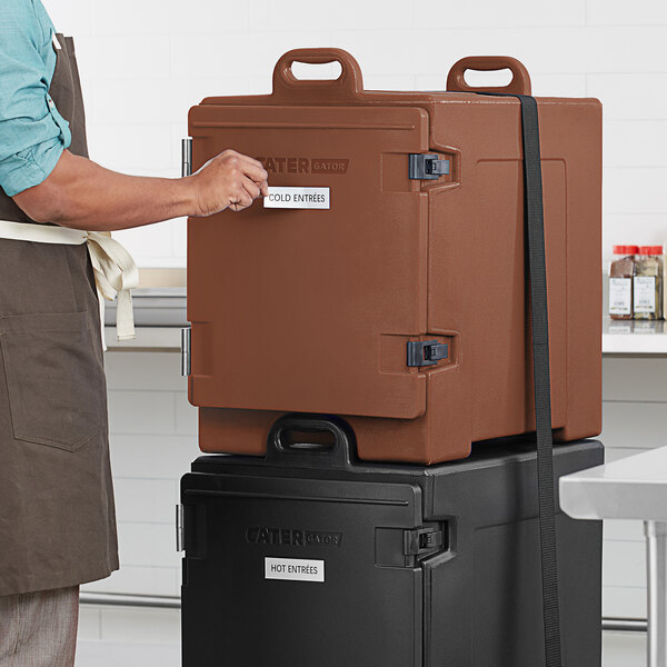 CaterGator Brown Front Loading Insulated Food Pan Carrier - 5 Full-Size ...