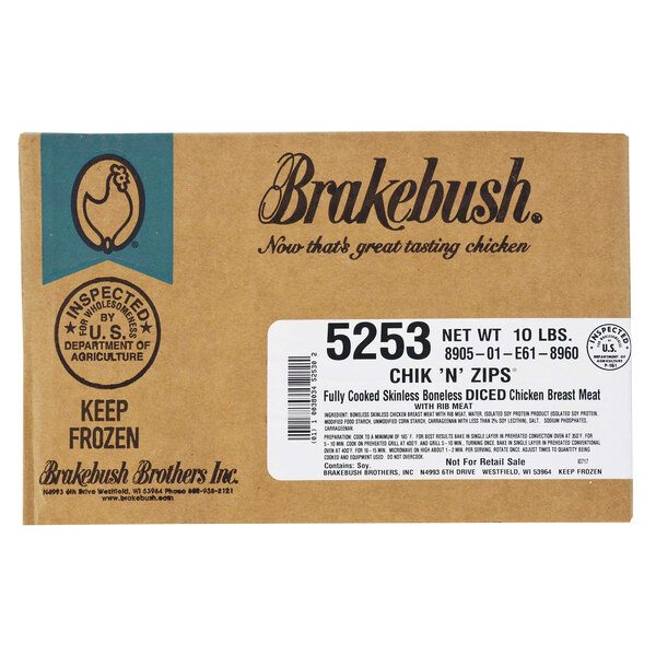 Brakebush Chik'N'Zips Diced Chicken Breast (5 lb. Bags)