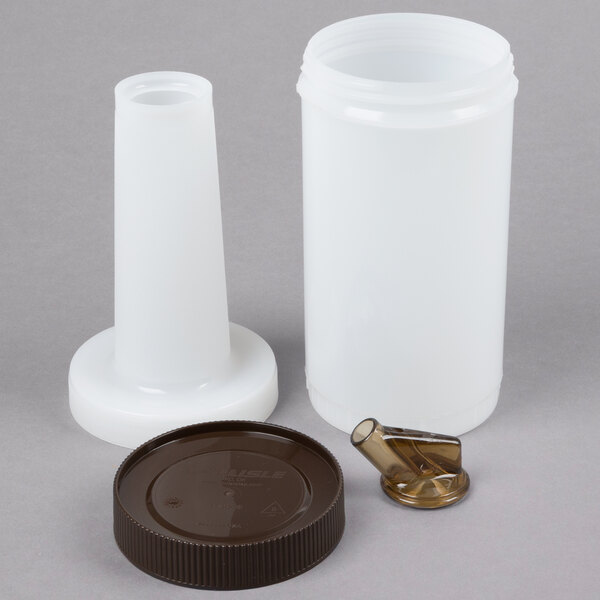 Carlisle PS601N01 Store 'N Pour 1 Qt. White Container with Brown Spout ...