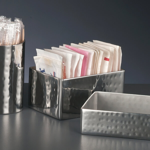 Libbey 6705 Sonoran 3 1/8" x 2 1/4" x 1 5/8" Hammered Stainless Steel ...