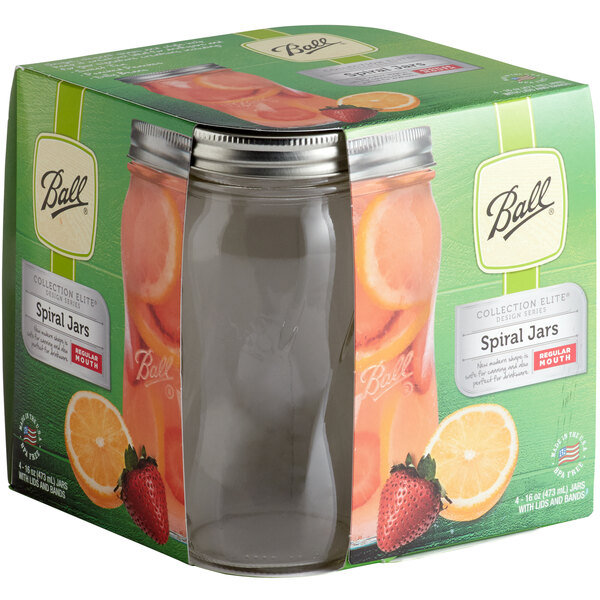 Ball 16 oz. Elite Spiral Glass Mason Jar - 4/Pack