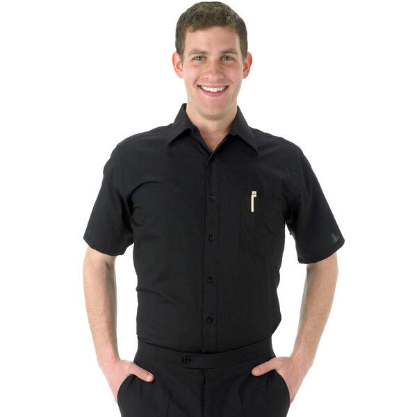 Henry Segal Men's Customizable Black Short Sleeve Dress Shirt