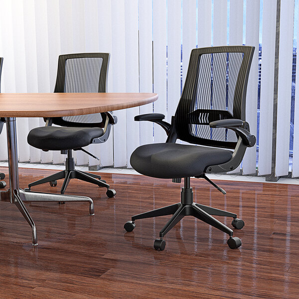 Boss B6776-BK Black Mesh Flip Arm Task Chair