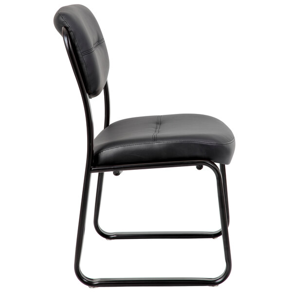 Boss B9539 Black LeatherPlus Sled Base Side Chair