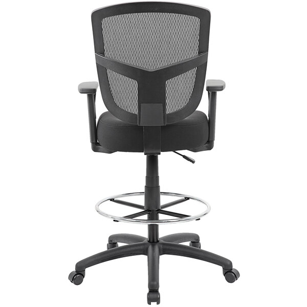 Boss B16021 Black Mesh Contract Drafting Stool with Footring and ...