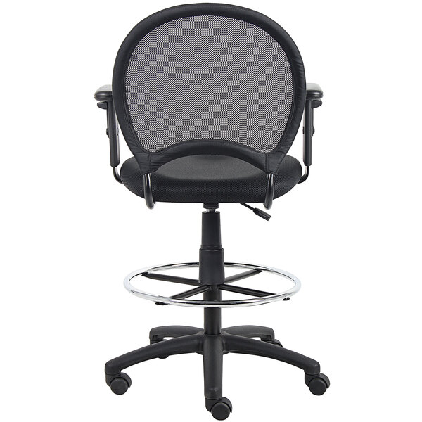 Boss B16216 Black Mesh Drafting Stool with Adjustable Arms