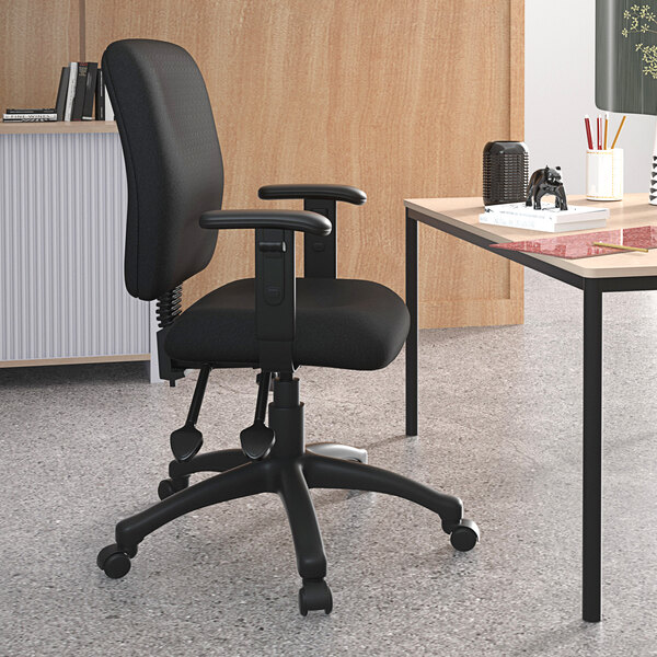 Boss B3036-BK Black Fabric Multi-Function Task Chair with Adjustable Arms