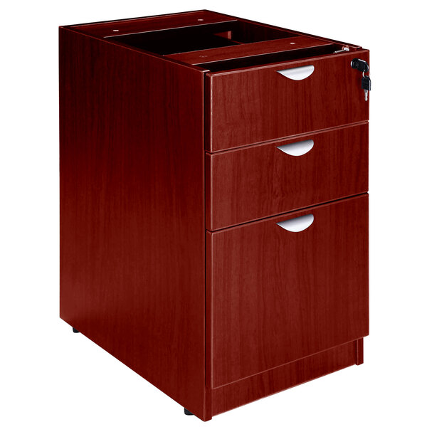 Boss N166-M Mahogany Laminate Deluxe Pedestal Letter File Cabinet with ...