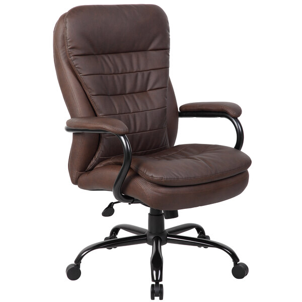 Boss B991-BB Bomber Brown LeatherPlus Heavy Duty Double Plush Chair