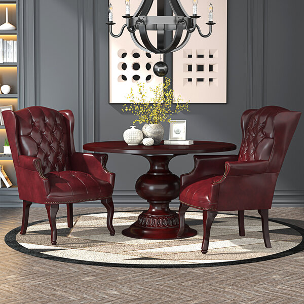 Boss B809-BY Traditional Series Burgundy Wingback Guest Chair