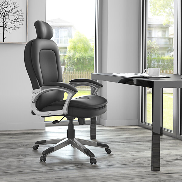 Boss B7101 Black Pillow Top Executive Chair with Headrest